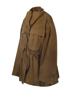 RÓHE Sculptural Suede Jacket With Drawstring Waist - Brown