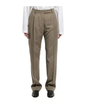 Studio Nicholson Straight Leg Pin Tuck Tailored Trousers - Gray
