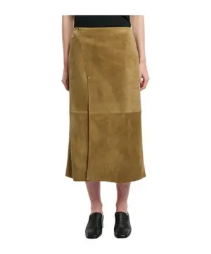 Studio Nicholson STUDIO NICHOLSON Suede Asymmetrical Midi Skirt No