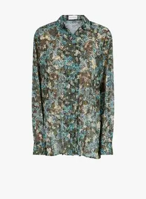 Dries Van Noten Pleated Printed Shirt - Green