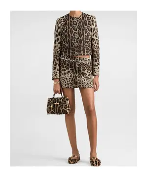 Dolce & Gabbana Leo-print Brocade Mini Skirt