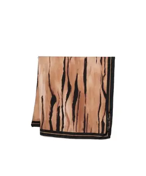 Elisabetta Franchi Printed Square Silk Scarf - Camel