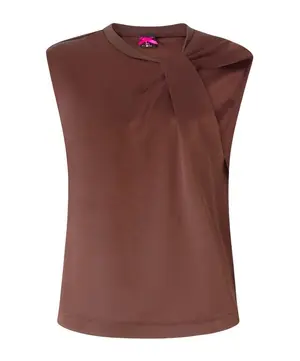 Pinko Draped Padded-shoulder Top - Brown