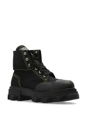 GANNI Canvas Trail Boots With Contrast Stitching