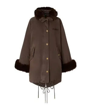 Pinko Hooded Padded Jacket With Faux Fur Trim