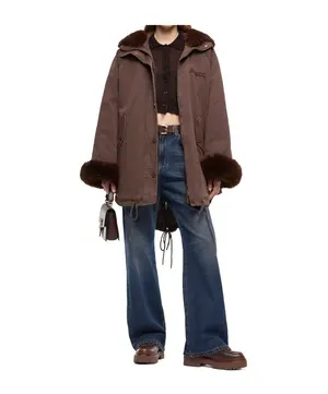 Pinko Hooded Padded Jacket With Faux Fur Trim