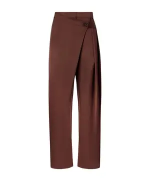 Pinko Asymmetric-waistband Pleated Trousers - Brown