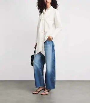 Maje Embellished Cotton Shirt With Tie Neck Detail