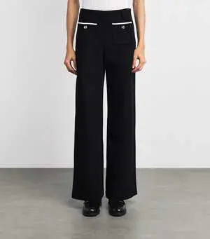 Maje Tweed Wide-leg Trousers
