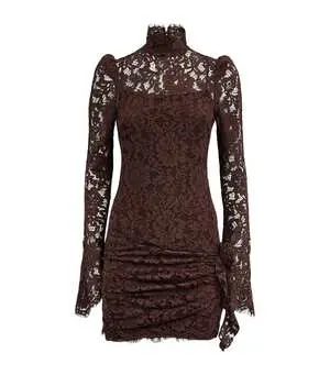 DE LA VALI Lace Bodita Mini Dress - Brown