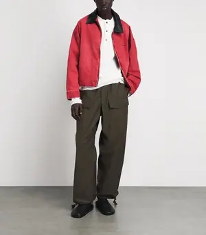 COLE BUXTON Cotton Leather-collar Trucker Jacket