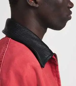 COLE BUXTON Cotton Leather-collar Trucker Jacket