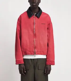 COLE BUXTON Cotton Leather-collar Trucker Jacket