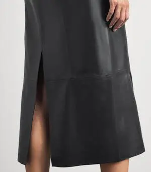 Vince Lambskin Midi Skirt
