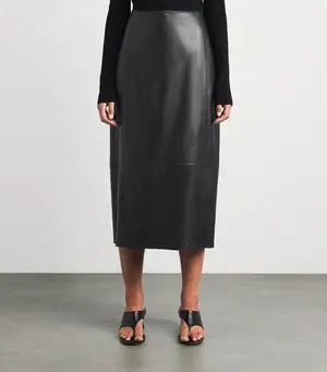 Vince Lambskin Midi Skirt