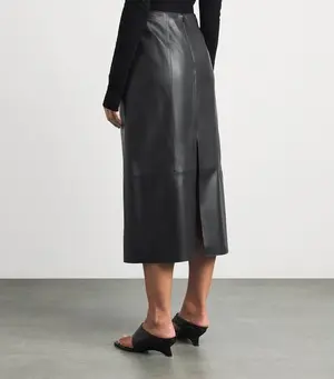 Vince Lambskin Midi Skirt