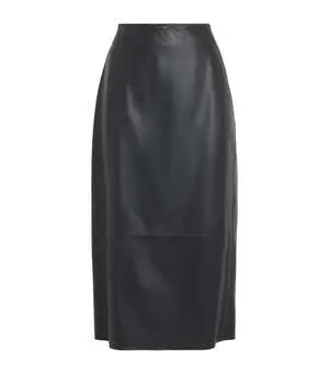 Vince Lambskin Leather Midi Skirt