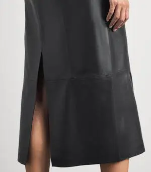 Vince Lambskin Leather Midi Skirt