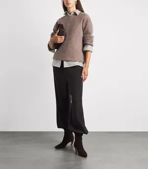 Vince Boiled Cashmere Crew Neck Sweater - Beige