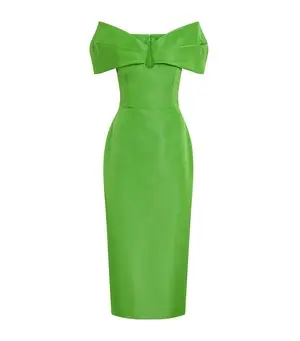 Carolina Herrera Silk Faile Off-the-shoulder Maxi Dress - Green