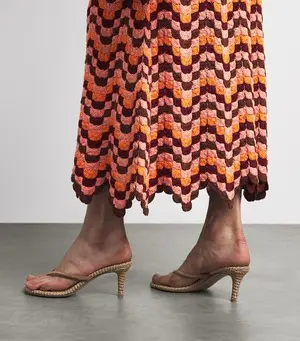 Escvdo Crochet Abanico Stitch Maxi Dress - Orange