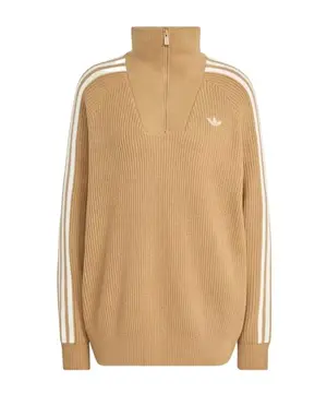 ADIDAS ORIGINALS Funnel Neck Quarter Zip Sweatshirt - Nude