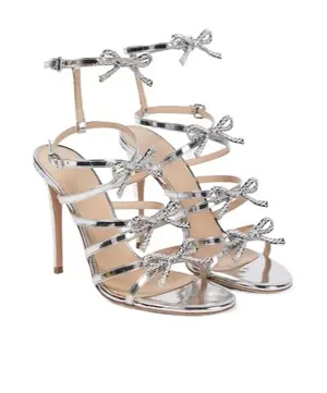 Giambattista Valli Silver Love Bow Embellished Sandals - Gray