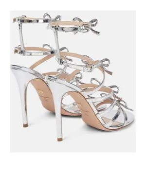 Giambattista Valli Silver Love Bow Embellished Sandals