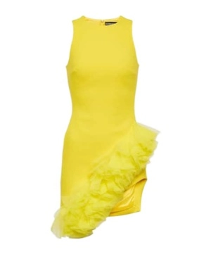 David Koma Ruffled Virgin Wool Crepe Minidress - Yellow
