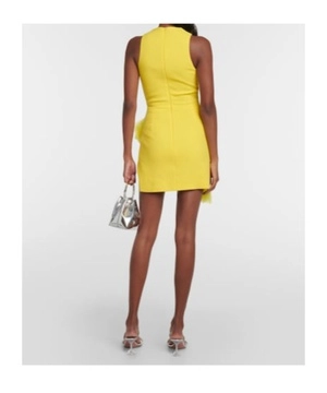 David Koma Ruffled Virgin Wool Crepe Minidress