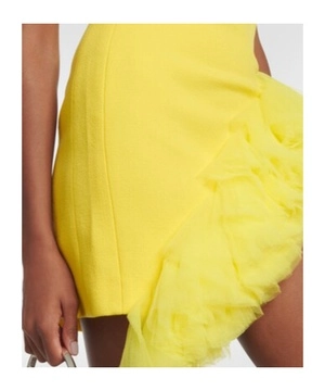David Koma Ruffled Virgin Wool Crepe Minidress