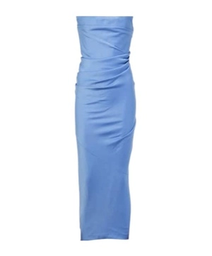 Alex Perry Draped Strapless Crepe Midi Dress - Blue