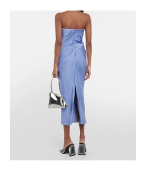 Alex Perry Draped Strapless Crepe Midi Dress