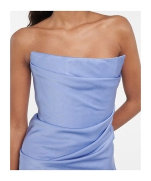 Alex Perry Draped Strapless Crepe Midi Dress