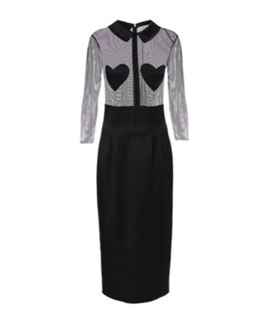 Blumarine Mesh And Satin Midi Dress - Black