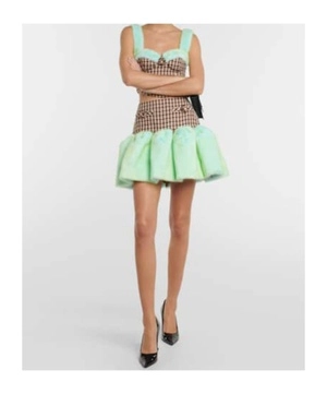 AREA Embellished Faux-fur Trimmed Bustier
