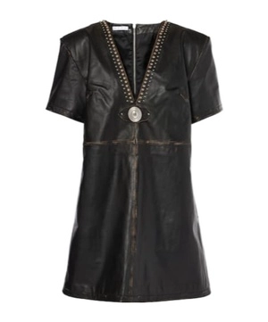 AREA Studded Leather Shirt Dress