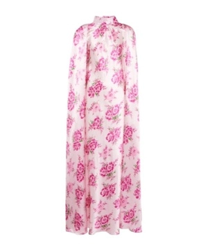 RODARTE Caped Floral Silk Satin Gown - Pink
