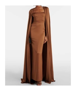Alex Perry Caped Satin Gown