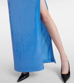 Galvan Stargaze Sequined Maxi Dress - Blue