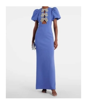 Rebecca Vallance Violetta Embellished Bow Gown - Blue
