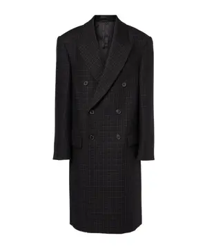 Wardrobe.NYC Plaid Double-breasted Coat - Black