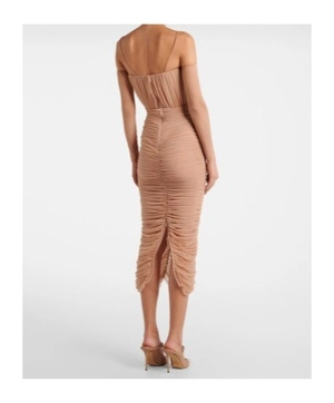 Alex Perry Sweetheart Ruched Mesh Midi Dress