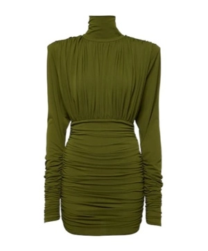 Alex Perry Ruched Crepe Jersey Minidress - Green