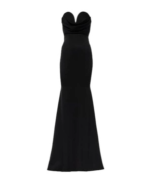 Alex Perry Gathered Strapless Satin Gown - Black