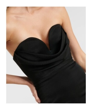 Alex Perry Gathered Strapless Satin Gown