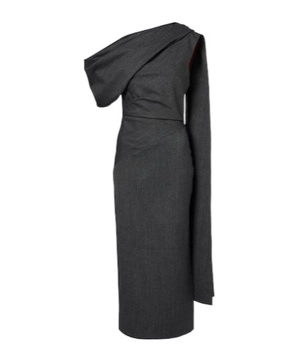 ROKSANDA Maite Herringbone Draped Midi Dress