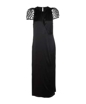 SAFIYAA LONDON Audun Silk Satin Midi Dress - Black