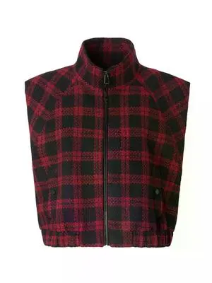 Pinko Check-pattern Zip-up Gilet - Black
