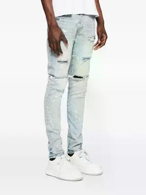 PURPLE BRAND Distressed Paint-splatter Slim Fit Jeans